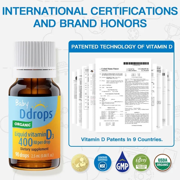 Ddrops Baby Liquid Vitamin D3 Organic Baby 400 IU 90 Drops - Daily Vit – Puritan's Pride Singapore